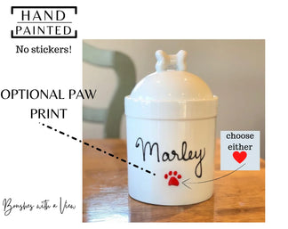Personalized Pet Treat Jar, Small Customized with Dogs Name – Brushes ...